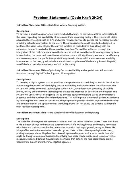 Problem Statements Pdf