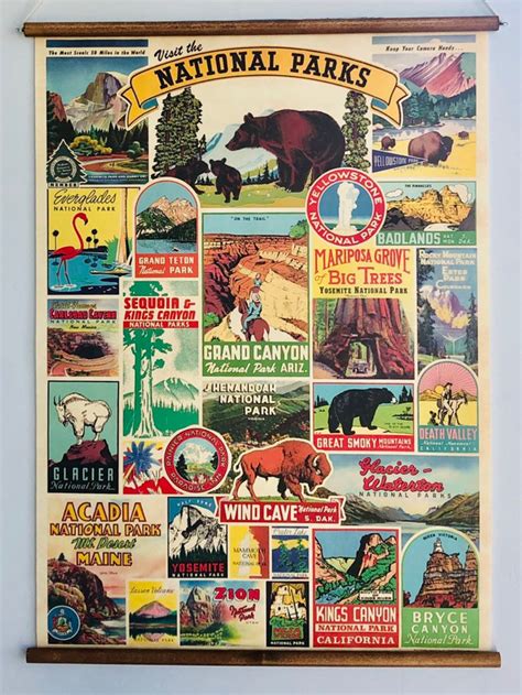 Vintage Style National Parks Poster Ready To Hang Etsy