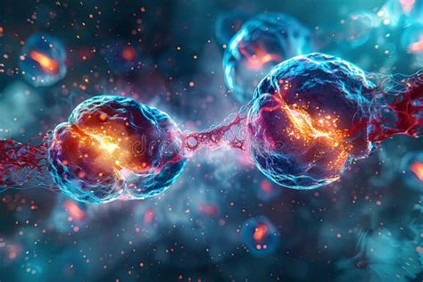 Realistic Microscopic View Of Cellular Division Cell Replication Process Stock Illustration