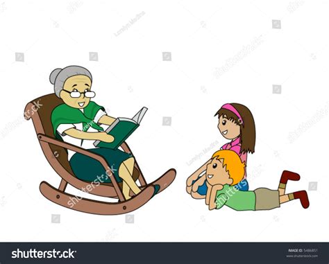 Grandma Telling Stories Vector Stock Vector Royalty Free 5486851