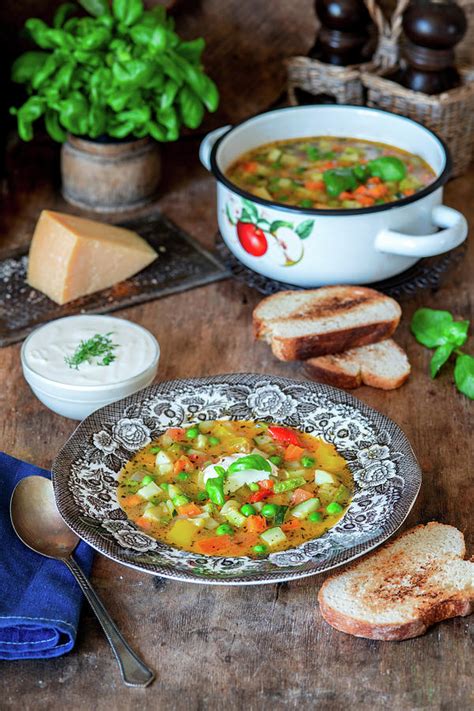 Minestrone With Toasted Bread Photograph By Irina Meliukh Fine Art