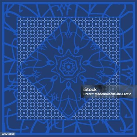 파란색 두건 패턴 꽃 스타일 기와 함께 인쇄 베개 양탄자 양탄자를 위한 디자인 벡터 일러스트 레이 션 0명에 대한 스톡 벡터 아트 및 기타 이미지 Istock