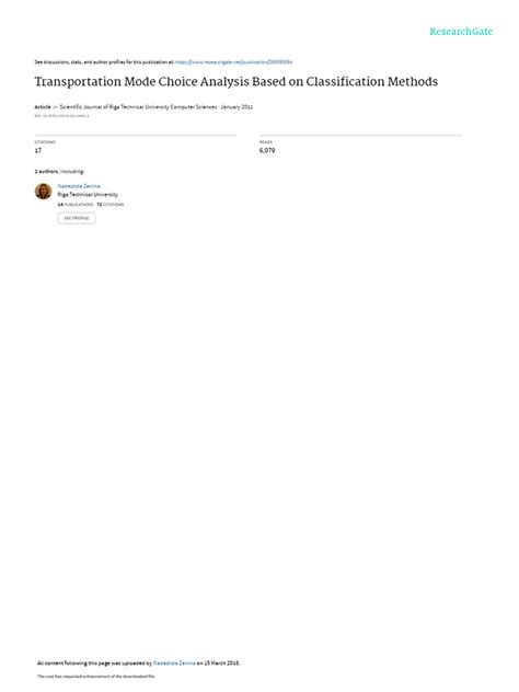 Transportation Mode Choice Analysis Based On Class Pdf Statistical Classification Logistic