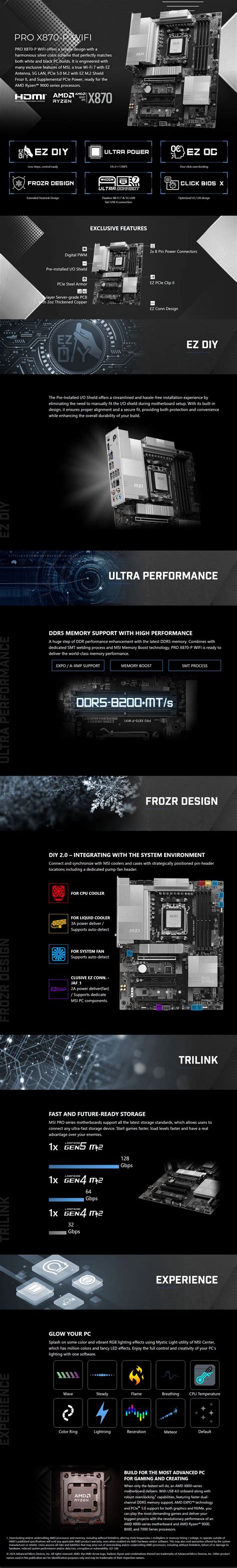 MSI Pro X870 P WiFi AM5 ATX Motherboard PRO X870 P WIFI Msy Com Au