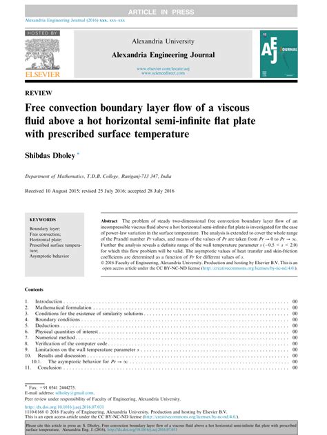 Pdf Free Convection Boundary Layer Flow Of A Viscous Fluid Above A Hot Horizontal Semi
