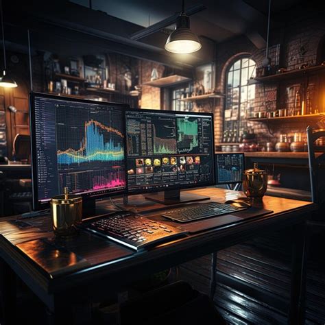 Premium Ai Image A Computer Monitor With A Graph On The Screen And A Keyboard On The Desk