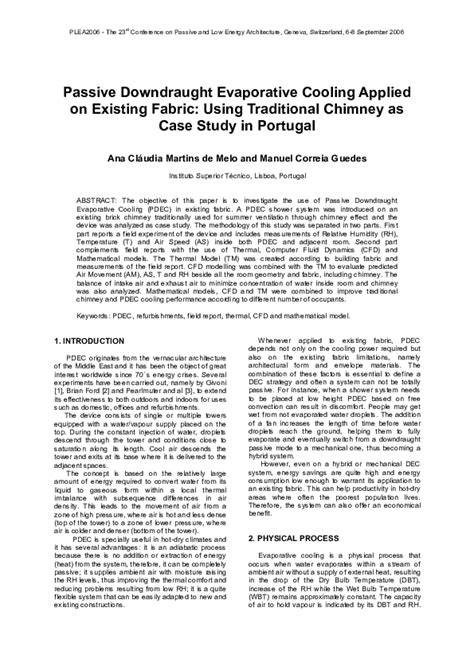 Pdf Passive Downdraught Evaporative Cooling Applied On Existing Fabric Using Traditional