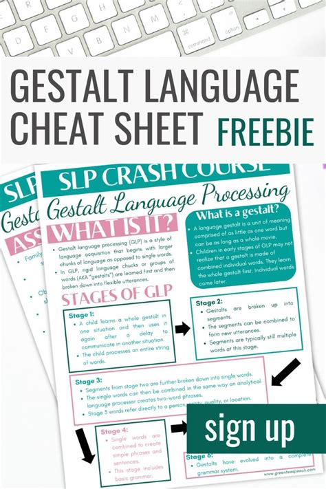 Gestalt Language Processing Therapy And Assessment Reference Sheet With