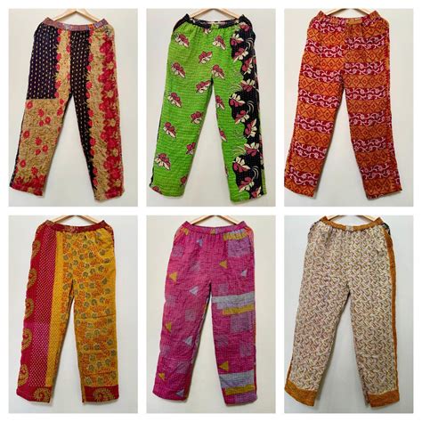 Wholesale Lot Handmade Cotton Vintage Kantha Pants Indian Boho Kantha