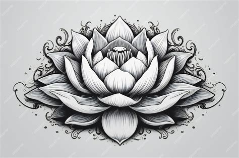 Premium Ai Image Detailed Black And White Line Art Lotus