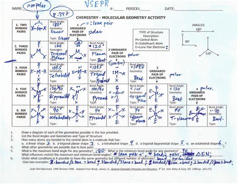 Lewis Structure And Vsepr Worksheet