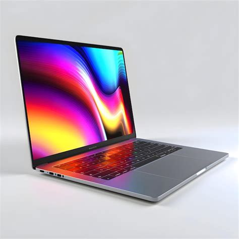 배경 3d 렌더링에 다채로운 화면을 가진 노트북 Ai 생성 이미지