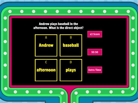 Direct And Indirect Object Practice Gameshow Quiz