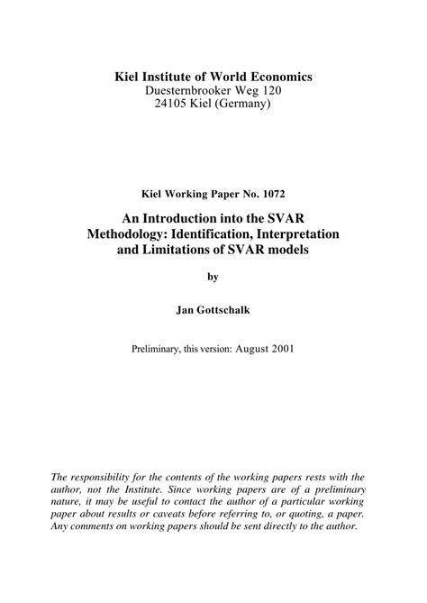 Pdf An Introduction Into The Svar Methodology Identification
