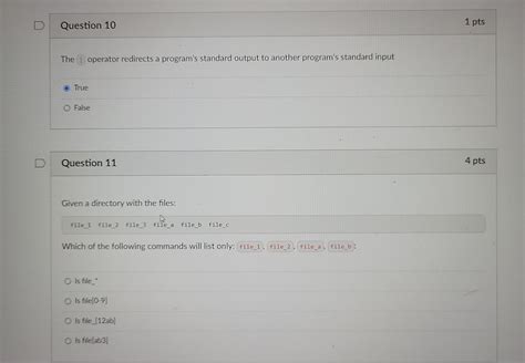solved question 10 1 pts the operator redirects a program s