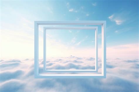 Free Ai Image 3d Rendering Of Rectangle Shape Above Clouds