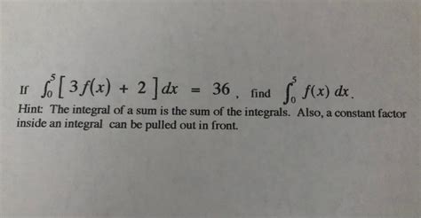 Solved Find Hint The Integral Of A Sum Is The Sum Of The Chegg Com
