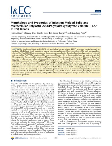Pdf Morphology And Properties Of Injection Molded Solid And Microcellular Polylactic Acid