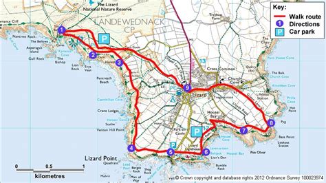Map Route For The Lizard Coastal Walk Cornwall Lizard Cove Beach Cove