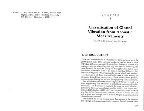 Pdf Classification Of Glottal Vibration From Acoustic Measurements