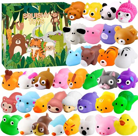 Diydec 36pcs Mochi Squishy Toys Mini Kawaii Animals Squishies Soft