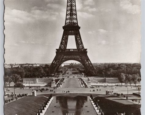 Vintage Real Photo Postcard Eiffel Tower Paris France Rppc C1930s