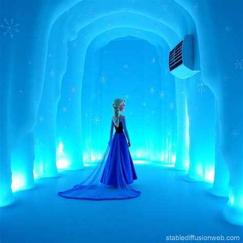 Elsa In Ice Room With Glow And Sculptures Stable Diffusion Online