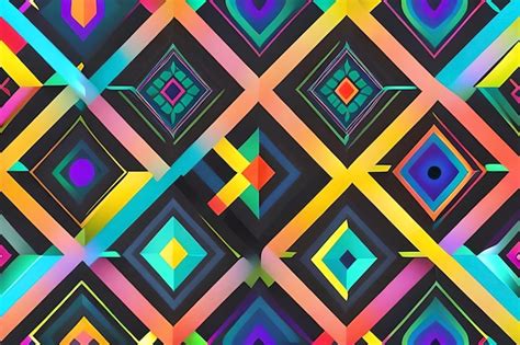 Premium Ai Image Colorful Geometric Patterns On A Black Background