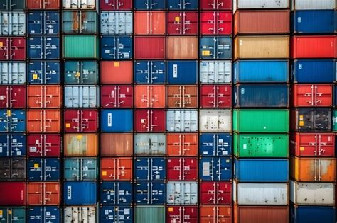 Premium Ai Image Lots Of Cargo Freight Containers In The Sea Port Neural Network Ai Generated