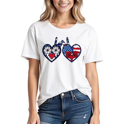 Independence Day Patriotic T Shirts Usa Flag Star Printed Short Sleeve