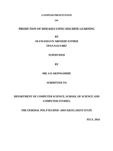 Prediction Of Diseases Using Machine Learning Semi Pdf Machine Learning Artificial Neural