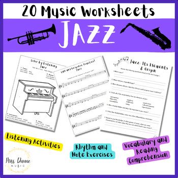 Jazz Unit Worksheets 20 Jazz Music Worksheets By Miss Dunne Music