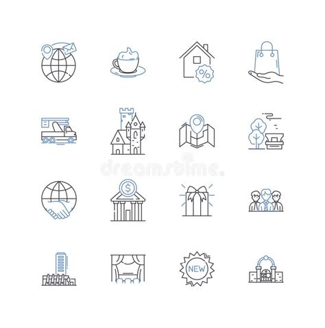 Shopping Center Line Icons Collection Mall Shopper Retail Fashion