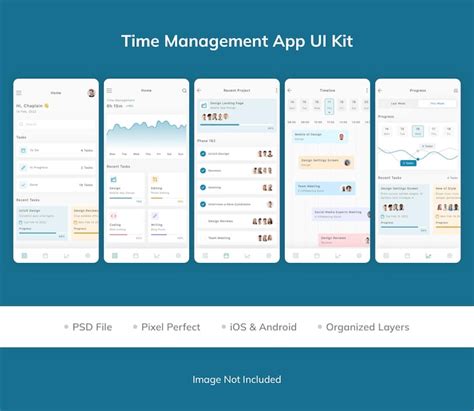 Premium PSD Time Management App Ui Kit Premium PSD Time Management App Ui Kit