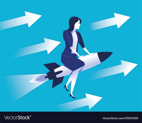 Elegant Businesswoman Worker Flying In Rocket Vector Image