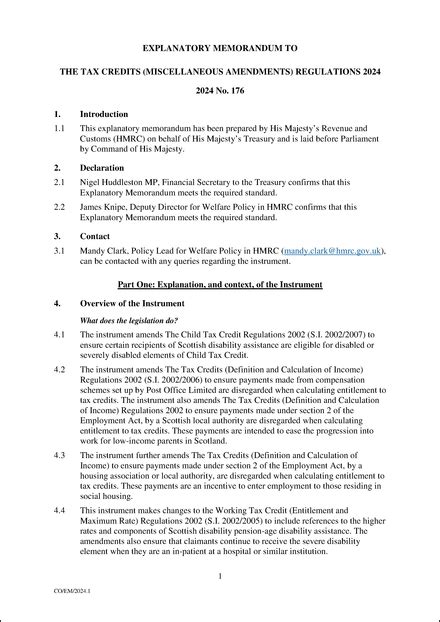 The Tax Credits Miscellaneous Amendments Regulations 2024