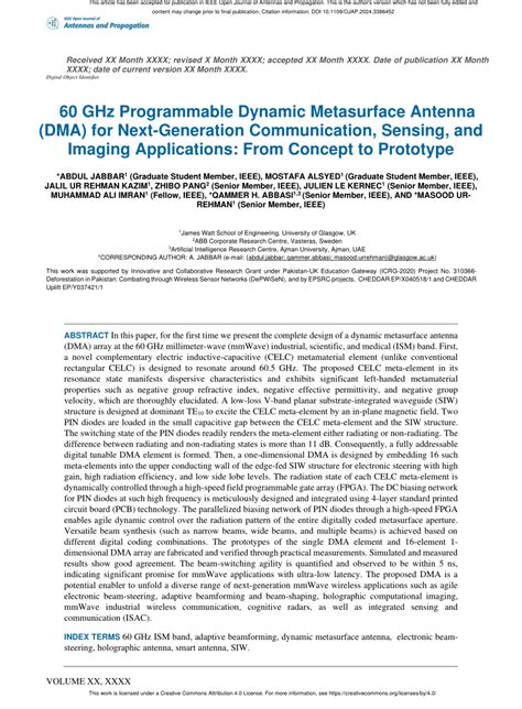Pdf 60 Ghz Programmable Dynamic Metasurface Antenna Dma For Next