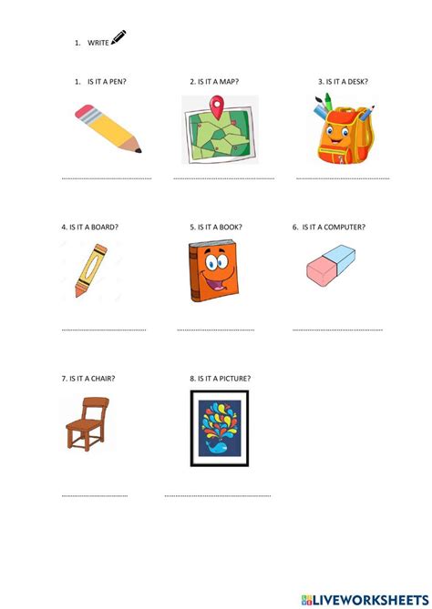Classroom Objects Online Exercise For 1st Grade Live Worksheets