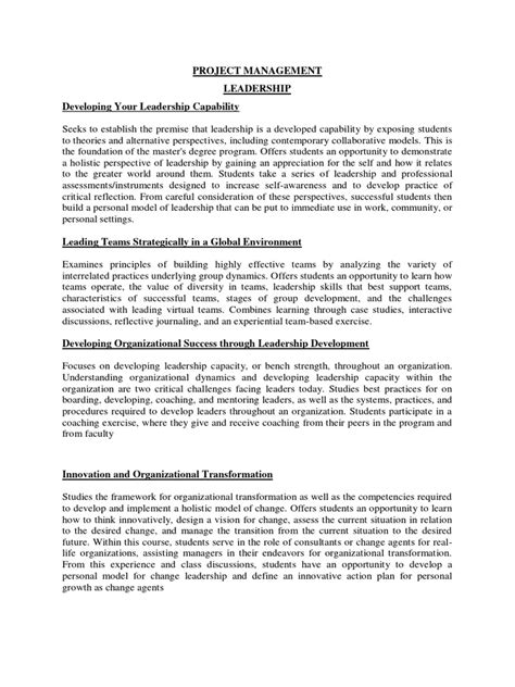 Leadership Project Management Download Free Pdf Leadership