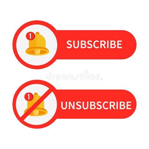 Subscribe And Unsubscribe Buttons Isolated On White Background For