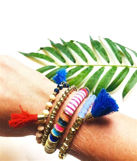 Multicolor Beaded Tassel Bracelet Stack