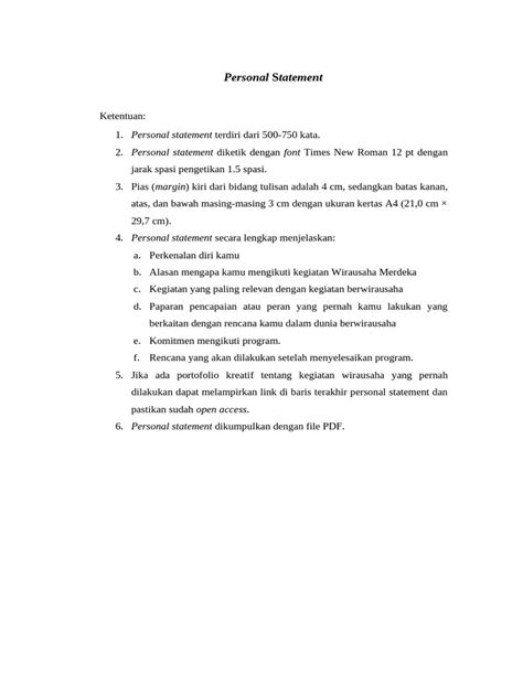Personal Statement Template Pdf