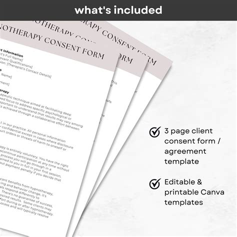 Hypnotherapy Consent Form Hypnosis Session Onboarding For