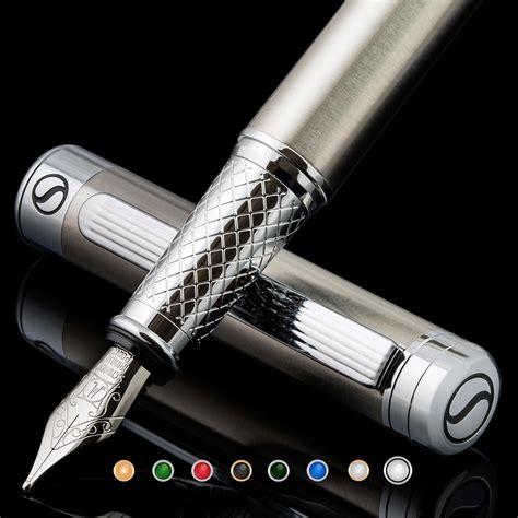 Scriveiner Stylo Plume En Acier Inoxydable Superbe Stylo De Luxe Avec