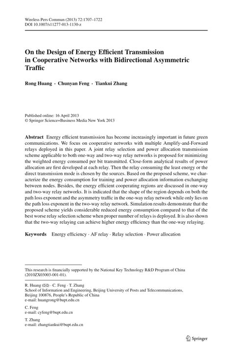 Pdf On The Design Of Energy Efficient Transmission In Cooperative