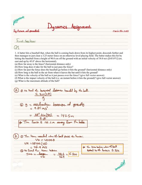 Dynamics Assignment Dynamics Assignment Byaysam Al Panelled March8th