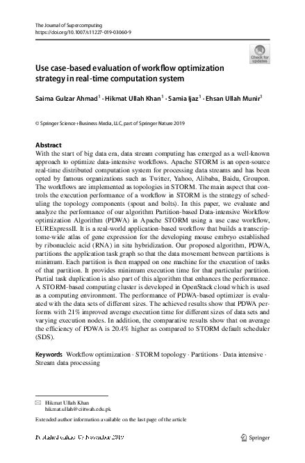 Pdf Use Case Based Evaluation Of Workflow Optimization Strategy In Real Time Computation System