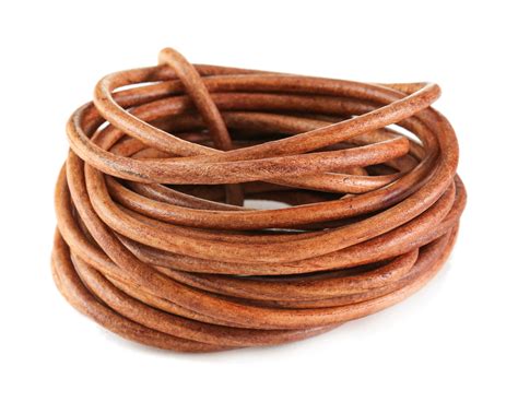 Natural Light Brown Round Leather Cord 4mm 16 Feet
