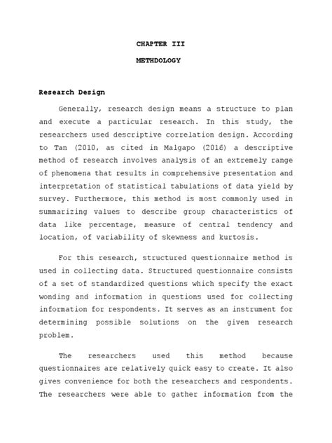 Chapter 3 Methodology Pdf Survey Methodology Questionnaire