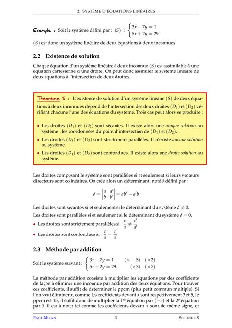Équations De Droites Et Systèmes Déquations Cours Alloschool